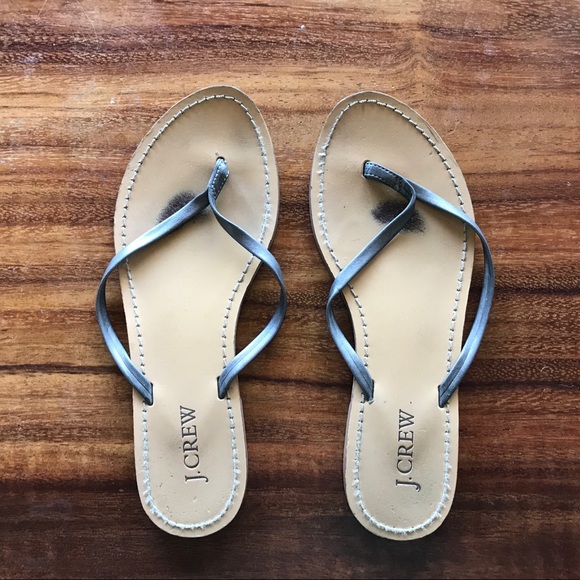 J. Crew | Shoes | Jcrew Gray Leather Capri Sandals Made In Italy | Poshmark